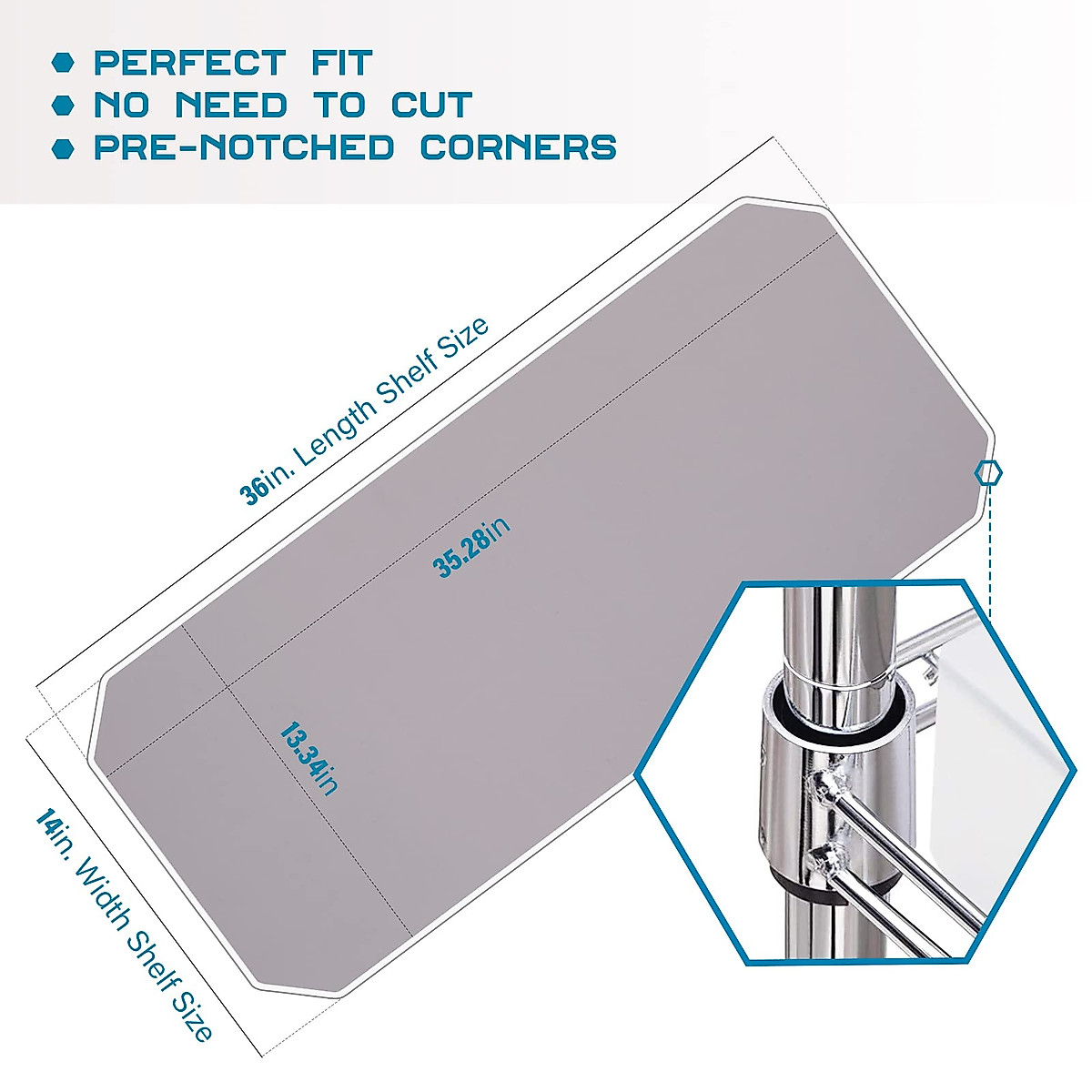 BRIAN & DANY Wire Shelf Liner 14" X 30", Heavy Duty Shelf Liners for Wire Shelving, Waterproof Protector Mats, Set of 5, Charcoal