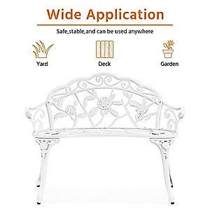 Yaheetech Patio Garden Bench Park Bench Outdoor Benches, Aluminium Patio Yard Bench for Outdoor Porch, Lawn, Balcony, Backyard