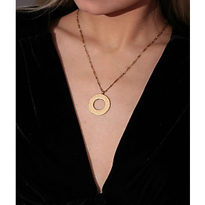 Qitian Islamic Jewelry Gifts for Women Muslim Pendant Gold Allah Arabic Necklaces Ayatul Kursi Necklace Islam Eid Ramadan Gifts for Women Men（Gold-Hollow）