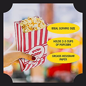 Poppy's Paper Popcorn Bags - 200 1oz Concession-Grade Bags, Popcorn Machine Accessories for Popcorn Bars, Movie Nights, Concessions