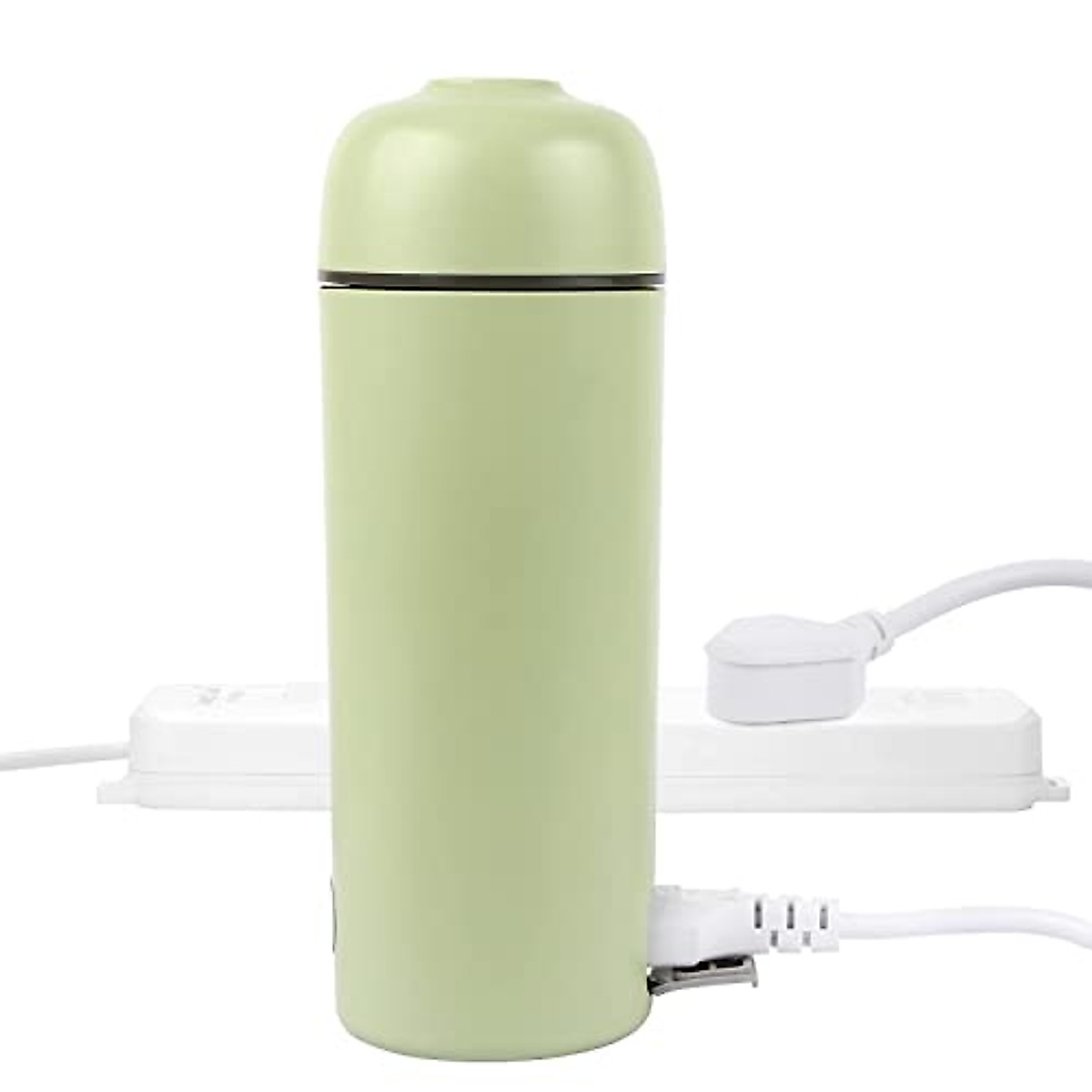 Teqooza Portable Travel Electric Kettle Mini Thermos Fast Boil Boiling Teapot Heating Cup Stainless Steel Metal Bottle 350ml Capacity, Green