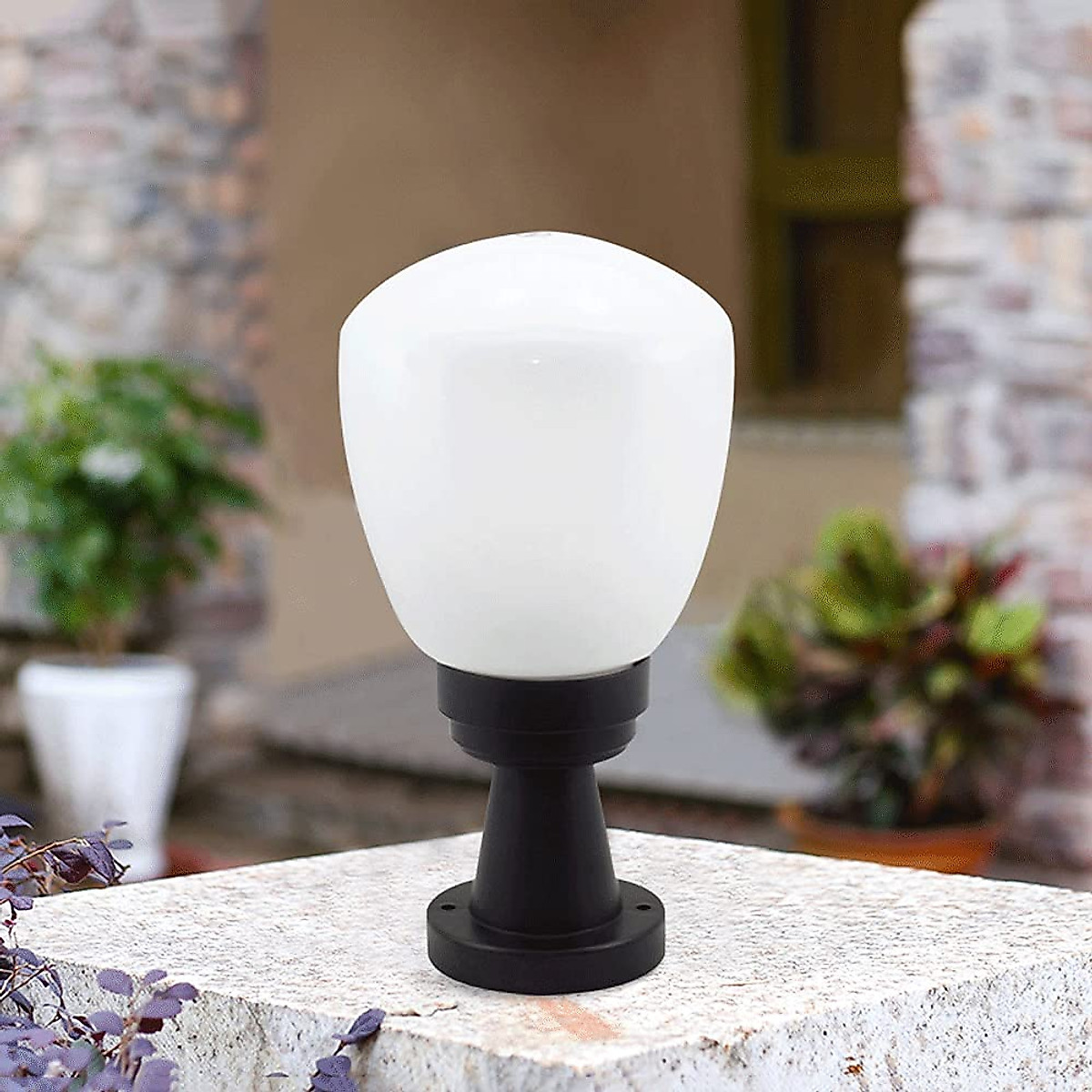 WANQINV Simple Acrylic Pillar Lanterns Outdoor Waterproof Pillar Lights PS Plastic Material Post Light Villa Landscape Lantern Home Door Street Lamp Garden Decorative Column Lamps (White)