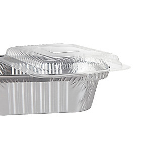 Waytiffer Aluminum Foil Pan 5.5" x 4.5" (50 Pack) Disposable Cookware with Lids/Aluminum Foil Food Containers/Meal Prep Freezer Drip Pans BBQ Potluck Holidays Silver