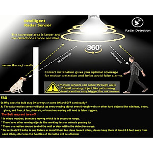 LUXON 9W BR30 Radar Motion Sensor Light Bulbs, Detector Dusk to Dawn 90W Equivalent,Smart Led Lamp Lighting,Indoor Outdoor Auto On/Off E26 Base Soft White 2700K