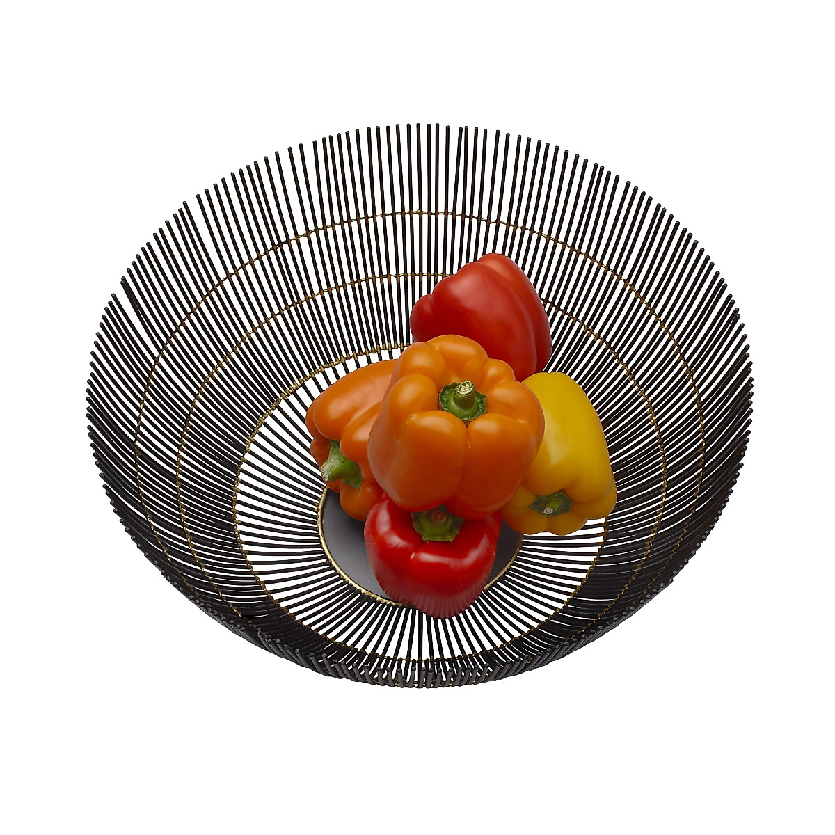 Gourmet Basics by Mikasa Benson Metal Centerpiece Fruit Basket, 15-Inch, Black