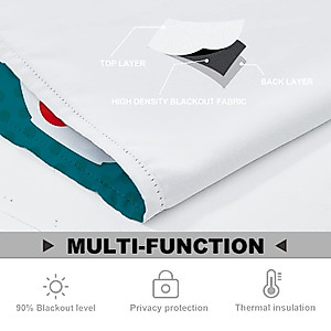 Batmerry White Red Christmas Kitchen Valances Half Window Curtain, White Cup with Red Polka Dot Ornament Candy Cane Kitchen Valances for Windows Valance for Decor Reducing The Light 52x18 Inch