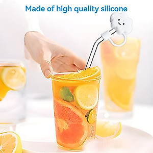 8PCS Cloud Shape Straw Covers Cap, Silicone Straw Plug, Straw Tips Cover Straw Covers Cap, Cute Silicone Cloud Straw Covers, Silicone Straw Lid for 6-8 mm Straws
