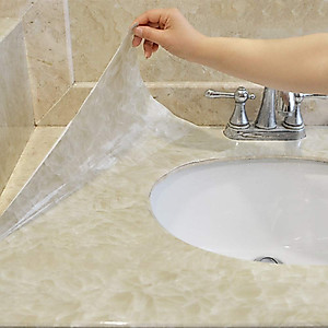 LaCheery Beige Marble Contact Paper for Countertops Waterproof Marble Look Countertop Peel and Stick Contact Paper Marble Wallpaper Peel and Stick Heat Resistant Kitchen Cabinets Counter Top 15.8"x80"