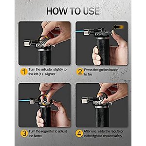 ravs Butane Torch Lighter with DUAL Flame Mode, Refillable Kitchen Torch Lighter Cooking Torch, Blow Torch with Safety Lock and Adjustable Flame, Soldering Torch for Welding, Resin Art, Industrial