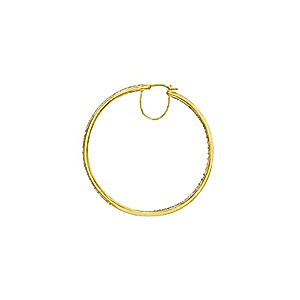 Amazon Essentials Yellow-Gold-Plated Sterling Silver Paved Infinite Elements Cubic Zirconia 2-Inch round Hoop Earrings (7 cttw), (previously Amazon Collection)