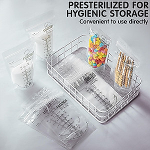 Frienda 500 Count Breastmilk Storage Bags 6 oz Breast Milk Bags for Freezing Self Standing Breast Milk Storing Bags for Breastmilk Leak Proof Double Zipper Seal Breastfeeding Storage Container