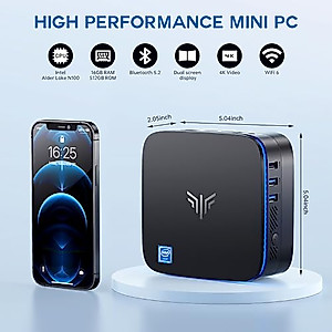 KAMRUI AK1PLUS Mini Desktop Computers, 16GB RAM 512GB ROM Mini PC with 12th Gen Alder Lake N100(up to 3.4GHz), Micro Computer Support 4K UHD/WiFi 6/LAN/BT 5.2 for School Office Home