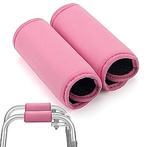 Coldairsoap Pink Walker Hand Grips Cover, 2 Pcs Walker Cushion Hand Grips for Rolling Wheelchair, Elderly Grippers, Rollator Handle