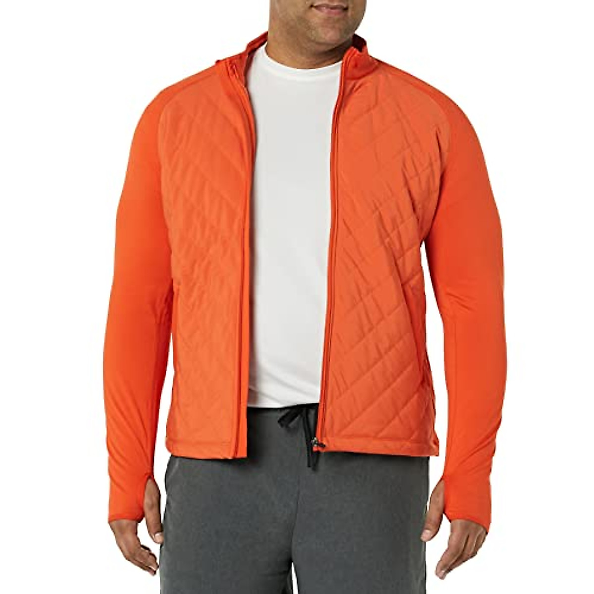 Amazon Essentials Men's Slim Fit Performance Stretch Quilted Active Jacket, Orange, X-Large