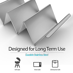 Metal Taco Holders Set of 4 - Heavy-Duty Taco Stands hold 3 Tacos - Use as a Taco Rack to fill Tacos with Ease - Safe for Dishwasher, Oven, and Grill - Taco Shell holder Size: 8" x 4" x 2"