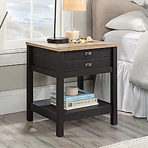 Sauder Cottage Road Night Stand with Drawer, L: 21.18" x W: 19.45" x H: 24.06", Raven Oak Finish