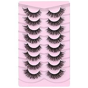 JIMIRE Faux Mink Lashes Wispy Fairy Strip Lashes Full Fluffy False Eyelashes Cat Eye Pestañas 5D Multilayer Spiky Butterfly 15MM Volume Fake Lashes 8 Pairs Pack
