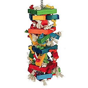 Featherland Paradise Knots N Blocks Bird Toy, Bird Toys, for Parrots, Cockatoos, Macaws, Very Large Birds and Big Beaks