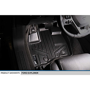 MAXLINER Custom Fit Floor Mats 2 Row Liner Set Black Compatible with 2017-2019 Ford Explorer without 2nd Row Center Console