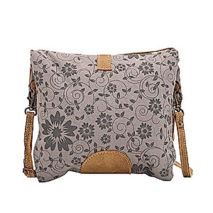 Myra Bag Teal & Tan Upcycled Leather & Leather Small Crossbody Bag S-1483, Brown,