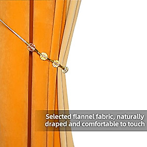 JYXIUBS Velvet Curtains 95 Inches Long, Velvet Blackout Curtains with Color Block Room Darkening Window Curtains for Bedroom Living Room, 2 Panels 52 x 95 Inch, Orange and Camel