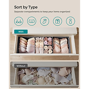 SONGMICS Drawer Organizer, Dresser Drawer Organizers, Set of 6, Foldable Fabric Storage Bins for Socks, Underwear, Bras, Ties, Scarves, Slate Gray URDZ06GV1