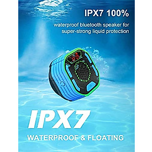 DuoTen Shower Speaker, IPX7 Waterproof Portable Bluetooth Wireless Speaker Shower Radio with Loud Stereo Sound, LED Display, Light Show, Suction Cup, Sturdy Hook for Home, Party, Outdoor, Travel, Pool