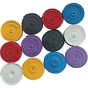 AKJYXGHC Tennis Racket Grips Racquet Grips Absorb Sweatbands Stretchy Antiskid Badminton Tennis Squash Racket Grip Tap Racquet Band Grips Protector Handle Overgrips (Pack of 12)