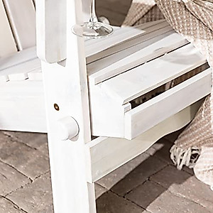 Walker Edison Sully Classic Solid Acacia Wood Outdoor Folding Adirondack Chair, 38 Inch, White Wash