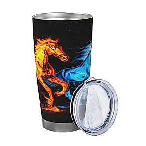 AYCZN Water Fire Horse 20 OZ Tumbler Stainless Steel Travel Coffee Mug, Galaxy Insulated Water Bottle with Lid and 2 StrawsLeakproof Thermal Cup