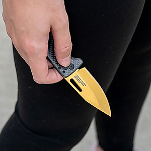 SOG Ultra XR Everyday Carry Slimline Ambidextrous CRYO CPM S35VN Stainless Steel Folding Knives | Titanium Pocket/Money Clip, Carbon/Gold