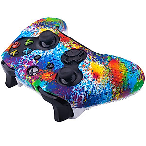 9CDeer Studded Protective Customize Transfer Printing Silicone Cover Skin Sleeve Case + 8 Thumb Grips Analog Caps for Xbox One/S/X Controller Paints Compatible with Official Stereo Headset