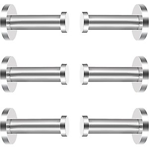 EBOOT 6 Pieces Stainless Steel Wall Mount Robe Hook Coat Hook Towel Wall Hook (2 Inch, Silver)