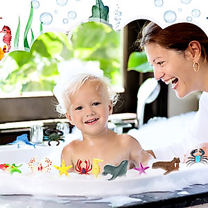 72 Packs Ocean Sea Animal Toys Safari Animals Figures Toys Small Assorted Sea Creatures Wild Land Animals Figurines Mini Realistic Plastic Bath Water Toys for Kids Party Supplies (Ocean Animals)