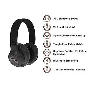 JBL E55BT Over-Ear Wireless Headphones Black