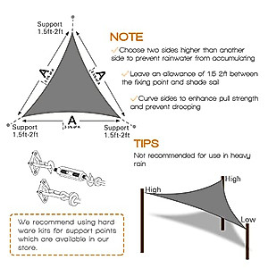 Artpuch Sun Shade Sails 20'x20'x20' Canopy, 185GSM Triangle Shade Sail UV Block for Patio Garden Outdoor Facility and Activities