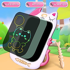 GJZZ Drawing Doodle Board Toys for 3 4 5 6 7 Year Old Girls Boys Gifts, LCD Writing Tablet and Scribble Board Learning Toy for Kids, Birthday Gift for Toddler - Pink White