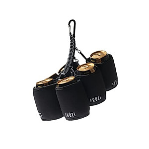 Früzi Insulated Beer Can Holder - 6 Freezable Coozies - Insulated 6 Pack Beer Carrier with Bottle Opener - Ice Pack Coozie - Insulated Coozies For Cans - Freezable Gel Coozie - Beer Tote Caddy
