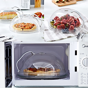 Set of 2 Microwave Splatter Cover, Deep Microwave Cover for Food, Large Microwave Plate Cover with Handle Steam Vents Keeps Microwave Oven Clean BPA Free Transparent Cover