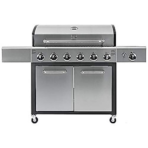 Kenmore PG-A40611S0L 6 Burner Cabinet Style Propane Gas BBQ Grill with Side Burner, 73000 Total BTU, Stainless Steel