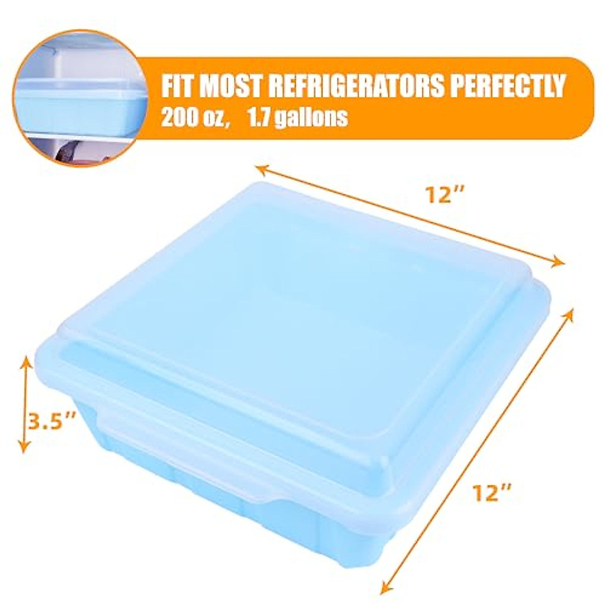 LUVCOSY 3 Packs Pizza Dough Proofing Box Tray, Home Pizza Dough Containers, Stackable Pizza Storage Container, 1.6 Gal Durable Dough Tray for Pizza, BPA Free, Dishwasher Safe, 12" x 12" x 3.5" (Blue)
