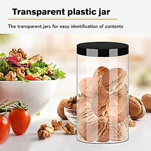 SLifeJars Clear Plastic Jars 32oz 12Pack Big Round PET Plastic Containers with Black Screw On Lids Reusable Empty Storage Jars with Lid Clear Containers for Household and Kitchen Organizing