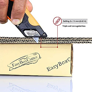 Modern Box Cutter, 3 blade depth setting, Squeeze Trigger and Edge Guides, Holster, Lanyard, Extra Blade - 1000 Orange