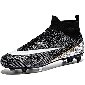 HaloTeam Men's Soccer Shoes Firm Ground Soccer Cleats Adults Athletic Outdoor/Indoor Professional Futsal Football Training Sneakers