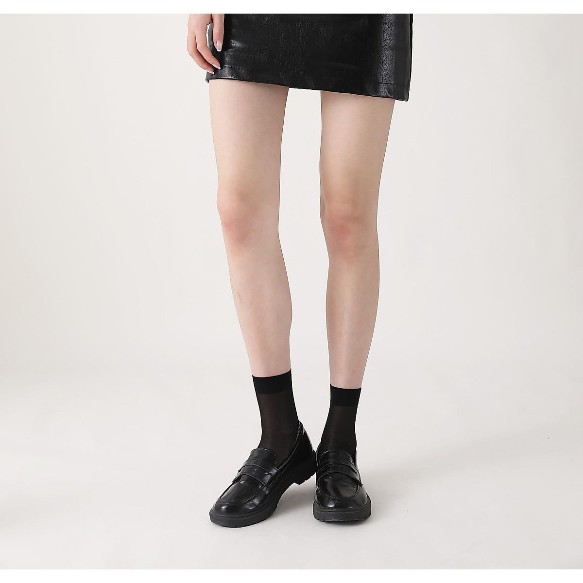 Fitu Women's 10 Pairs Pack Nylon Ankle Tights Hosiery Socks (Black) One Size Black