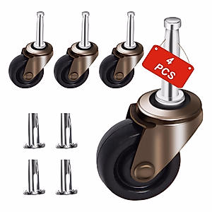 Podoy Antique Casters Wheels 1-5/8-Inch with Stem Socket Replacement for Furniture Chairs Small Sofa Office Decorative Casters Use for All Hardwood Floor (Set of 4)