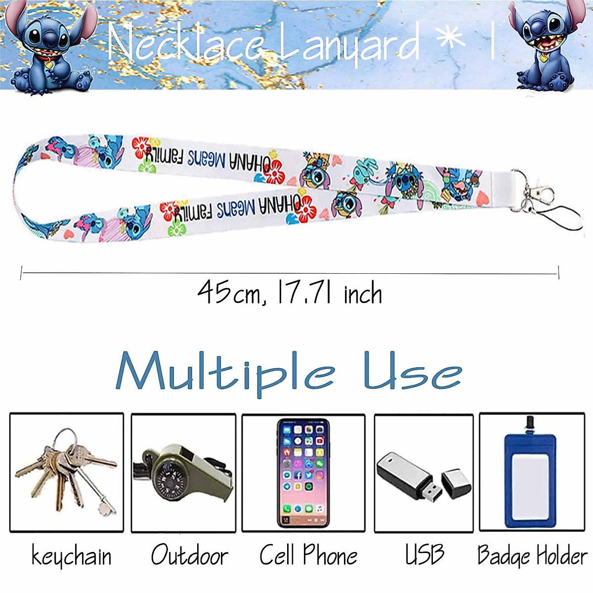 EMISOO Merchandise Stuff Gift Set, Stitch Anime Drawstring Bag, Keychain, Keychain Lanyard, Purse, Bracelets, Sticker, Button Pins (Black A)