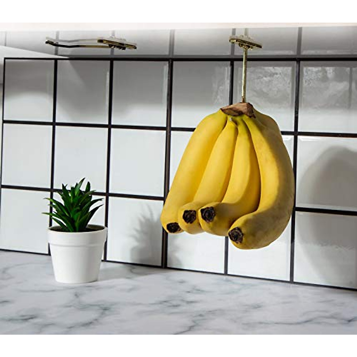 DIKALU Metal Banana Hanger - Under Cabinet Hook for Bananas or Other Kitchen Items. Keep Banana Fresh (Gun Color X 1pc)