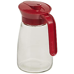 GoodCook 12 oz. Glass Syrup Dispenser with Lid, Clear/Red