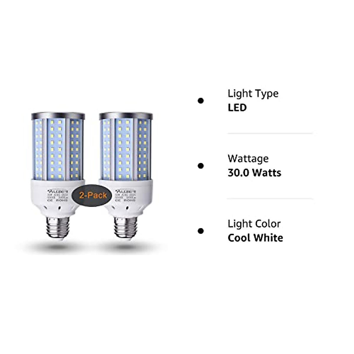 Auzer 30W (200W Equivalent), Daylight, E26 Standard Base, LED Corn Light Bulb | 2-Pack